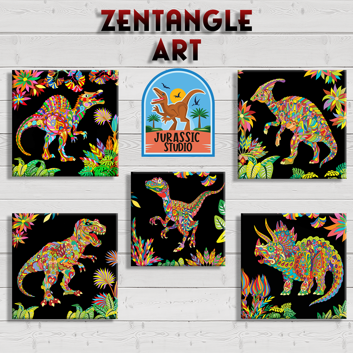 Posters - Dinosaur Zentangle Art – Jurassic Studio