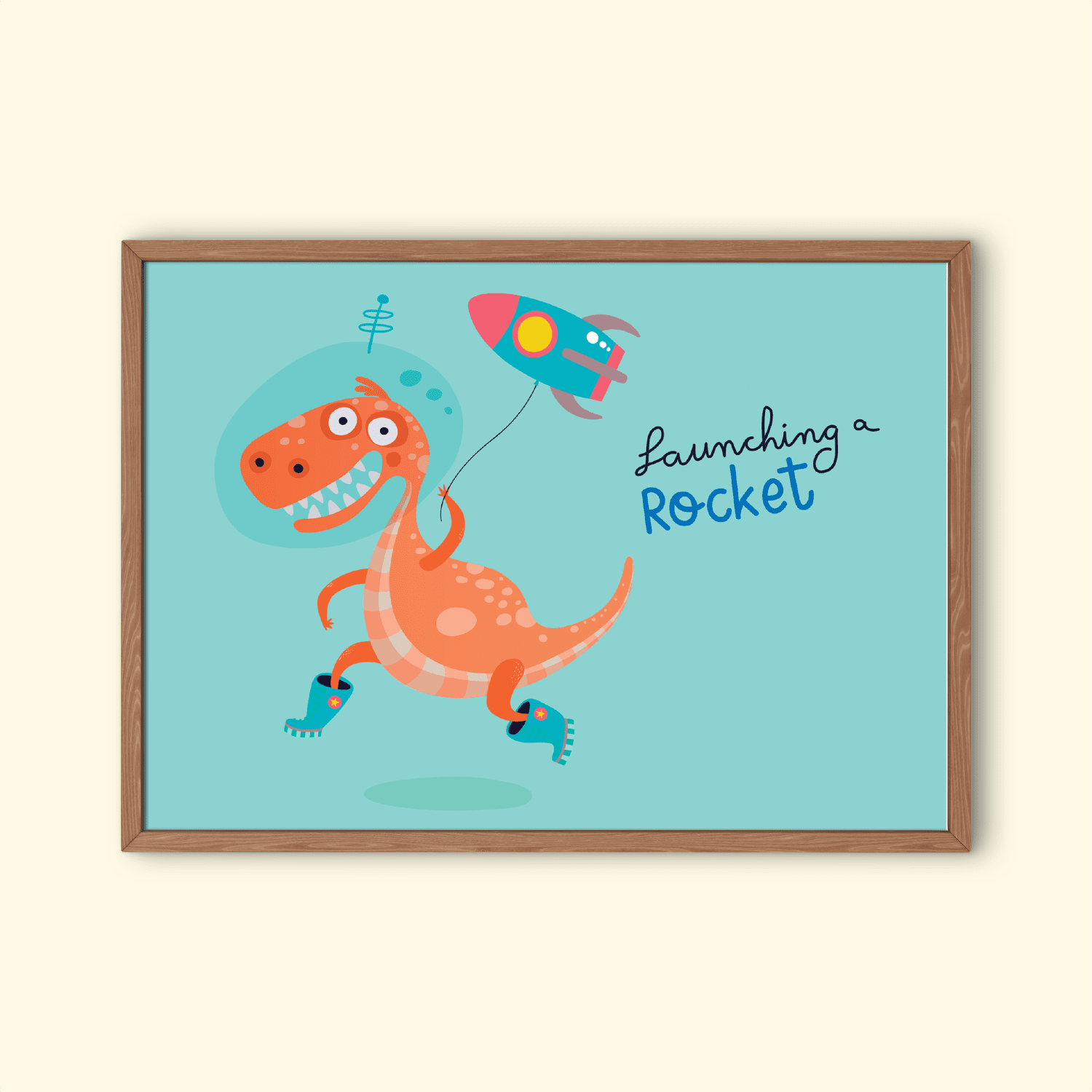 Dinosaur launching a Rocket Poster Jurassic Studio